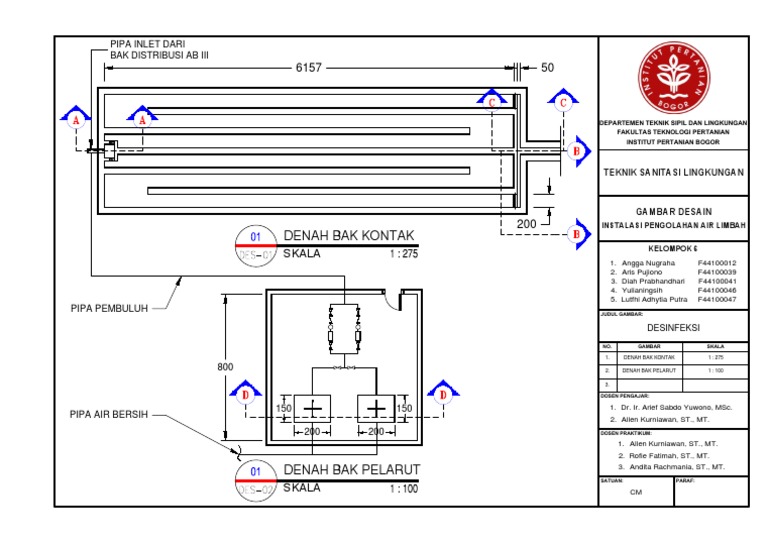 Ipal - 8.1 Desinfeksi (Denah Bak Kontak & Bak Pelarut) PDF | PDF