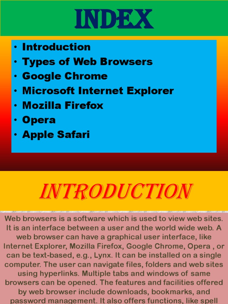 Types of Web Browsers Google Chrome Microsoft Internet Explorer Mozilla ...