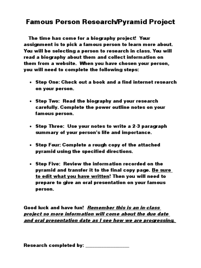 Famous Person Research/Pyramid Project | PDF