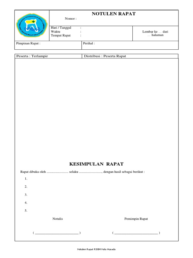 Notulen Rapat RSGM Nala Husada | PDF