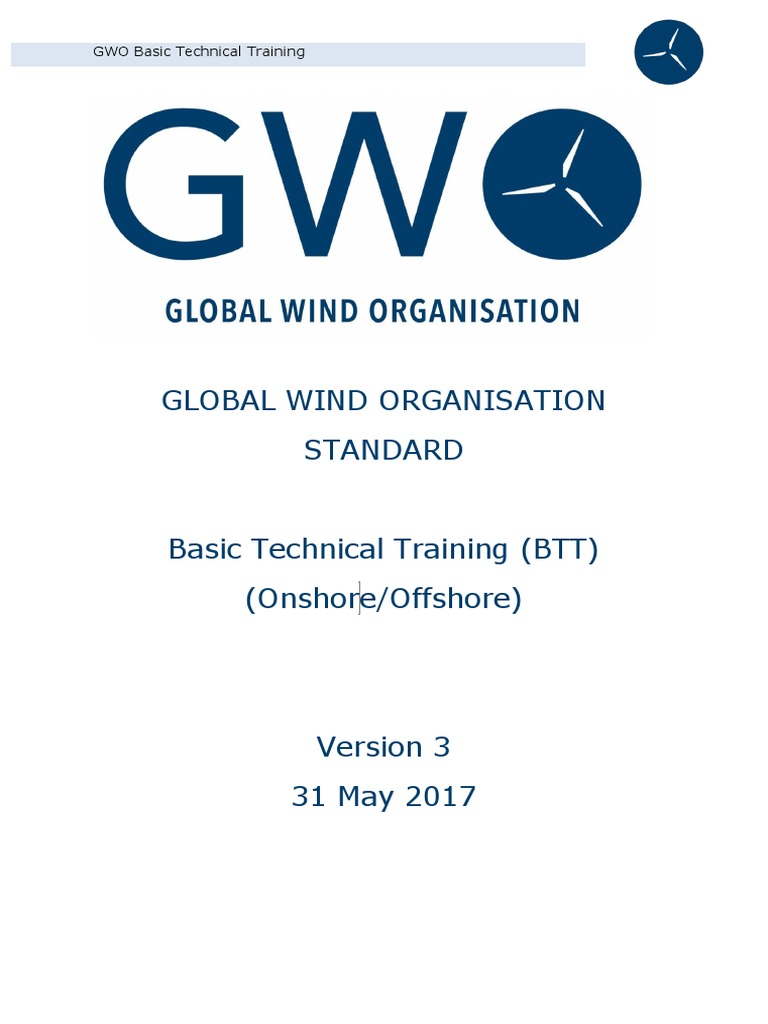 Global Wind Organisation Standard: GWO Basic Technical Training | PDF | Wind Power | Learning