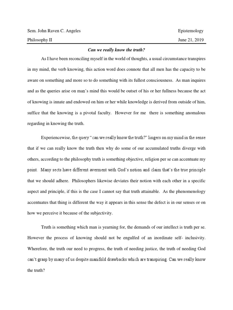 Angeles, John Raven C | PDF | Truth | Nous