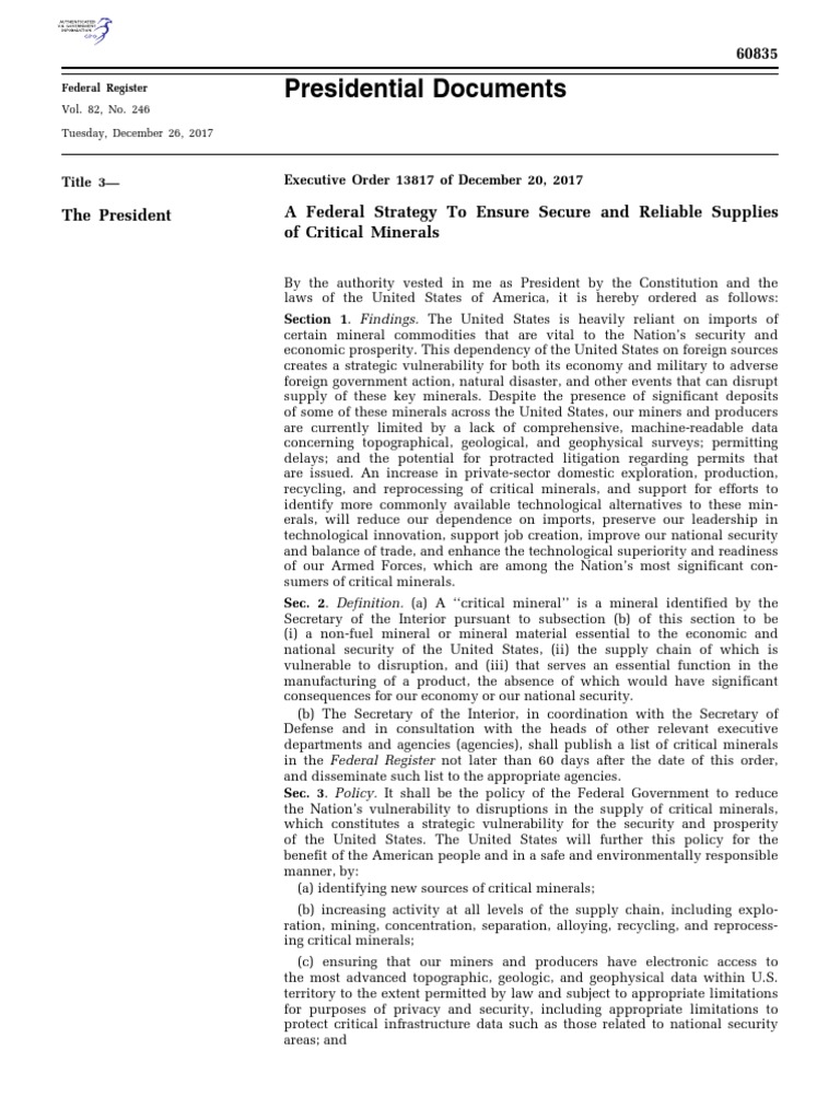 Presidential Documents: The President A Federal Strategy To Ensure ...