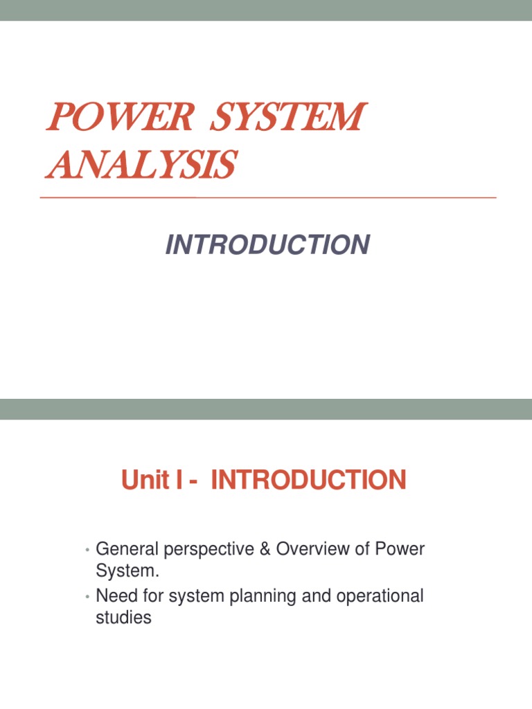 PSA Unit 1 | PDF | Electric Power Transmission | Electric Power System