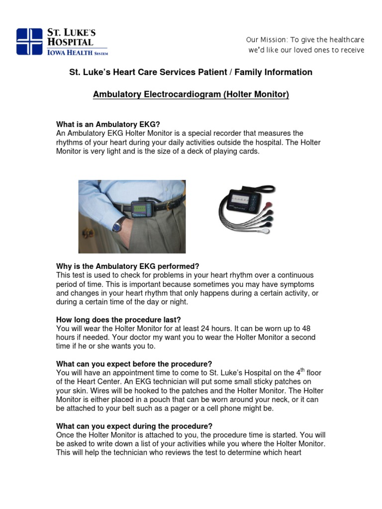 St. Luke's Heart Care Services Patient / Family Information Ambulatory ...