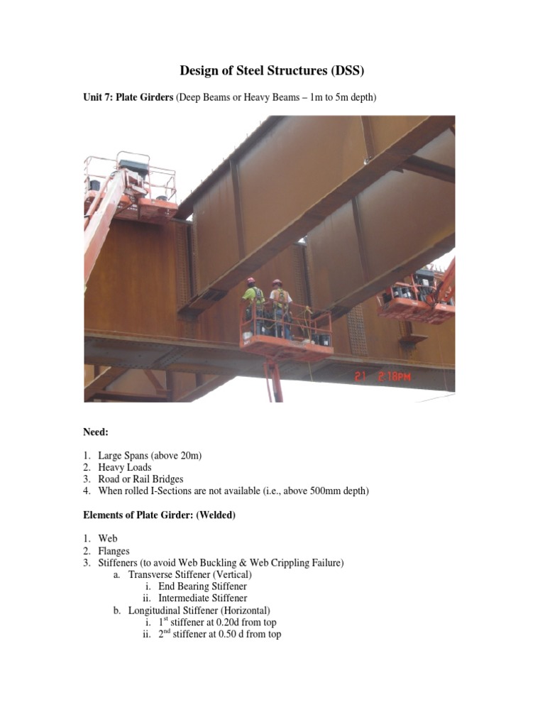 Design of Steel Structures (DSS) : Unit 7: Plate Girders (Deep Beams or ...