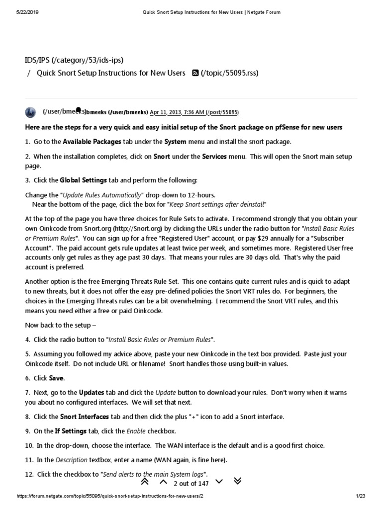 Quick Snort Setup Instructions For New Users - Netgate Forum | PDF ...