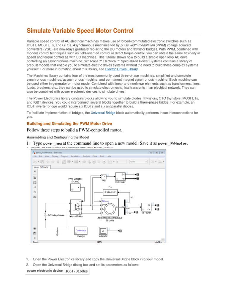 Simulate Variable Speed Motor Control | PDF | Electric Motor | Power Electronics