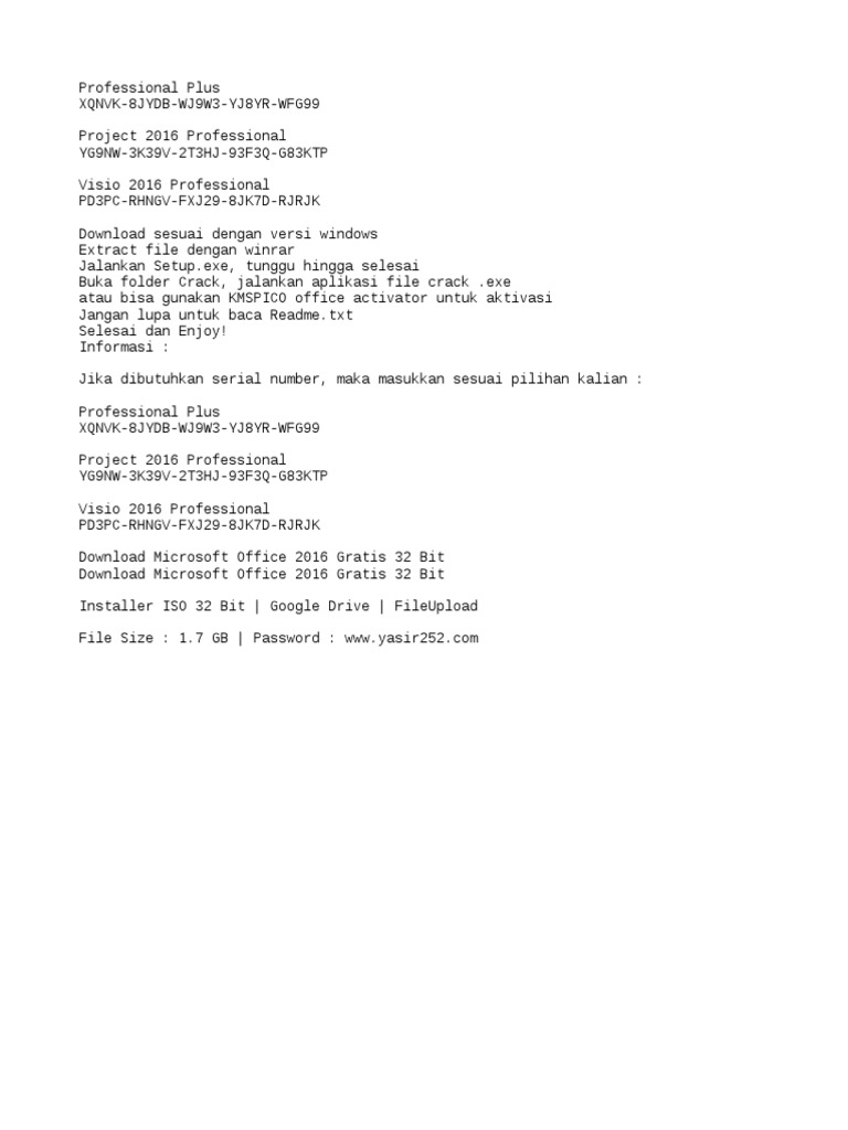 Serial Office 2016 | PDF
