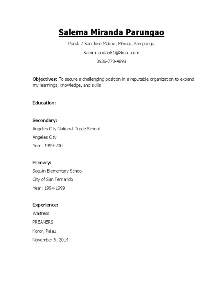 Ate Sam Resume | PDF