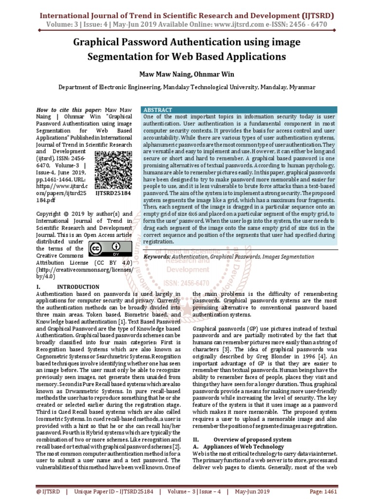 Graphical Password Authentication Using Image Segmentation For Web Based Applications Pdf