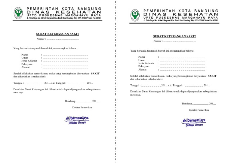 Surat Sakit Puskesmas Pdf - Homecare24