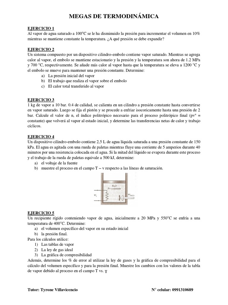 Ejercicios de Termodinamica | PDF | Presión | Calor