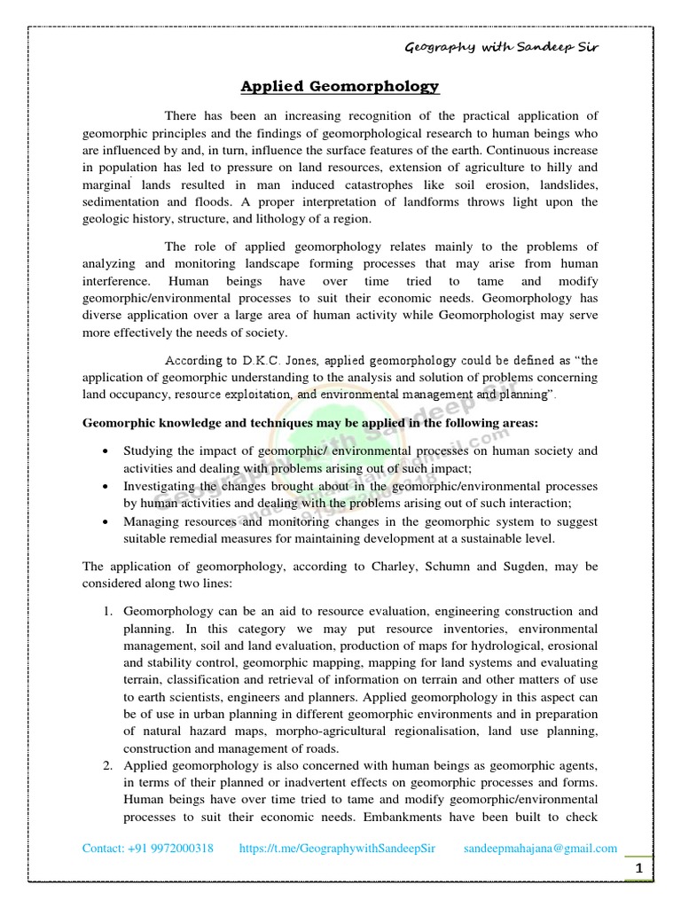 Applied Geomorphology | Download Free PDF | Geomorphology | Erosion