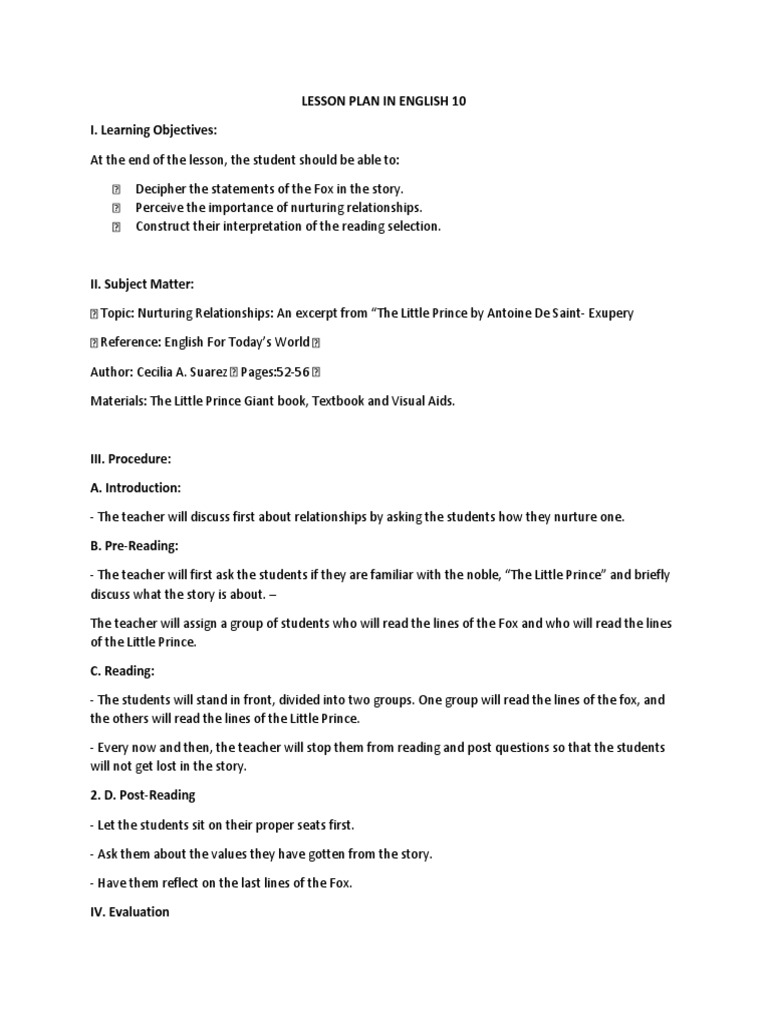 The Little Prince Lesson PLan | PDF