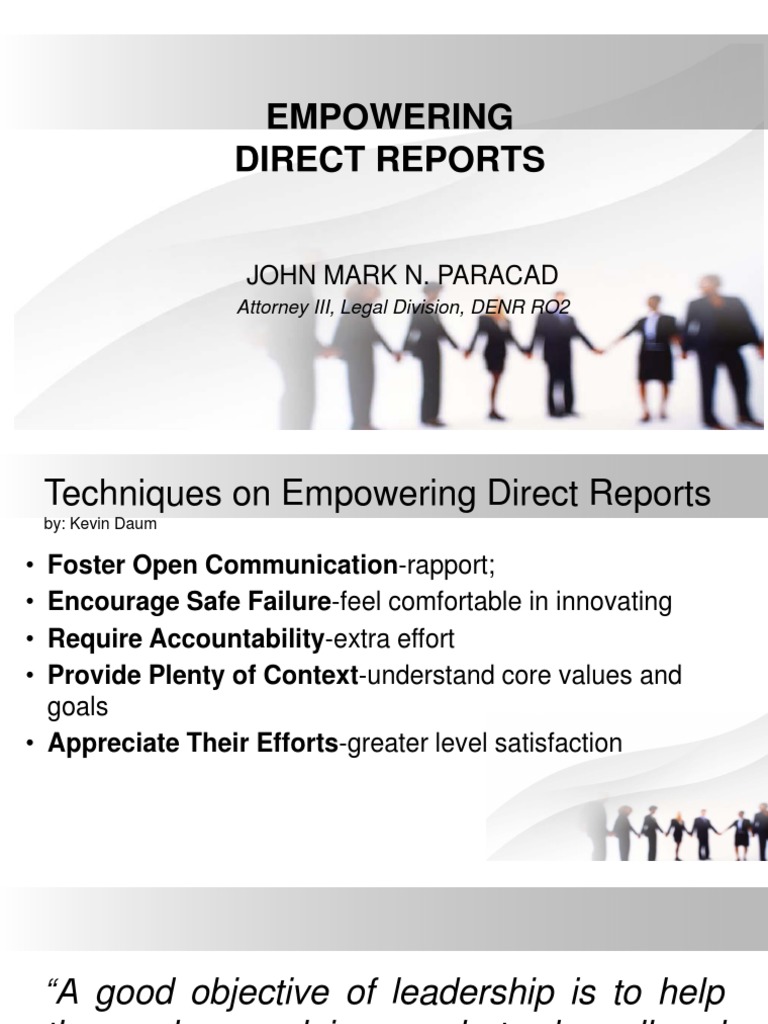 Empowering Direct Reports: John Mark N. Paracad | PDF | Leadership ...