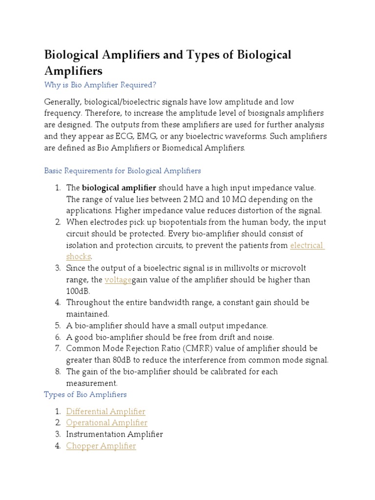 Biological Amplifiers and Types of Biological Amplifiers: Why Is Bio ...