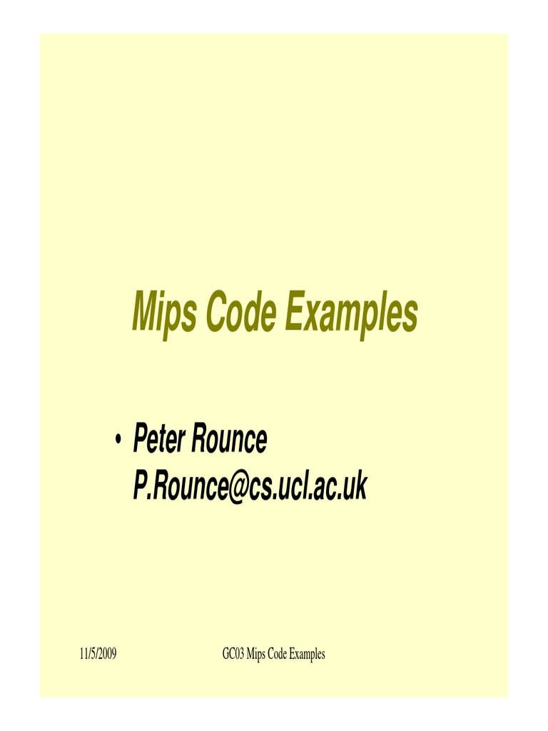 Mips Code Examples: - Peter Rounce | PDF | Subroutine | Array Data Structure