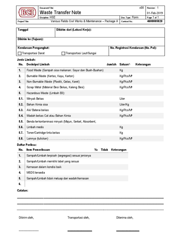 Waste Transfer Note | PDF