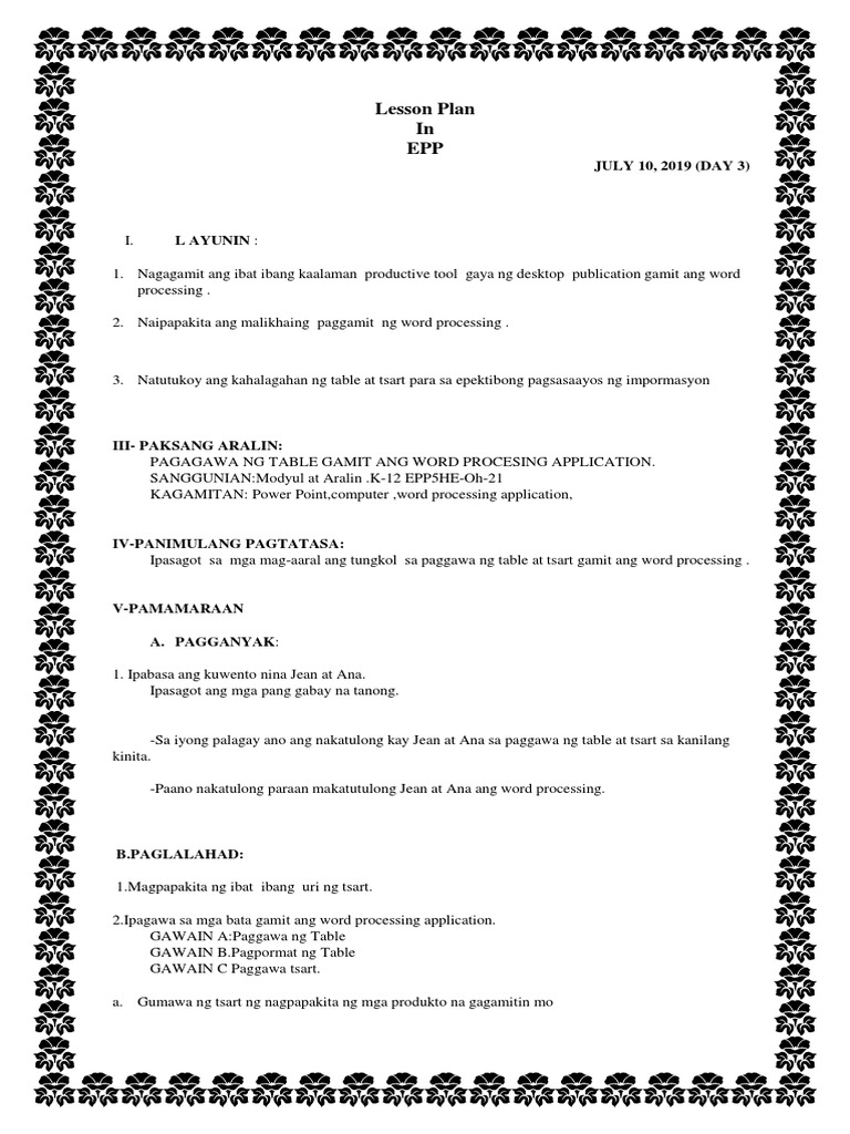 Lesson Plan Epp Day 3 | PDF