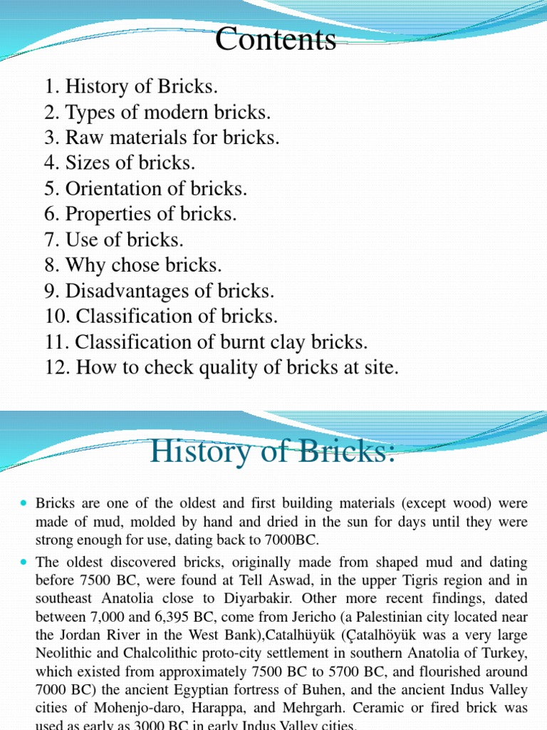 History of Bricks: From Ancient Mud to Modern Manufacturing | PDF ...
