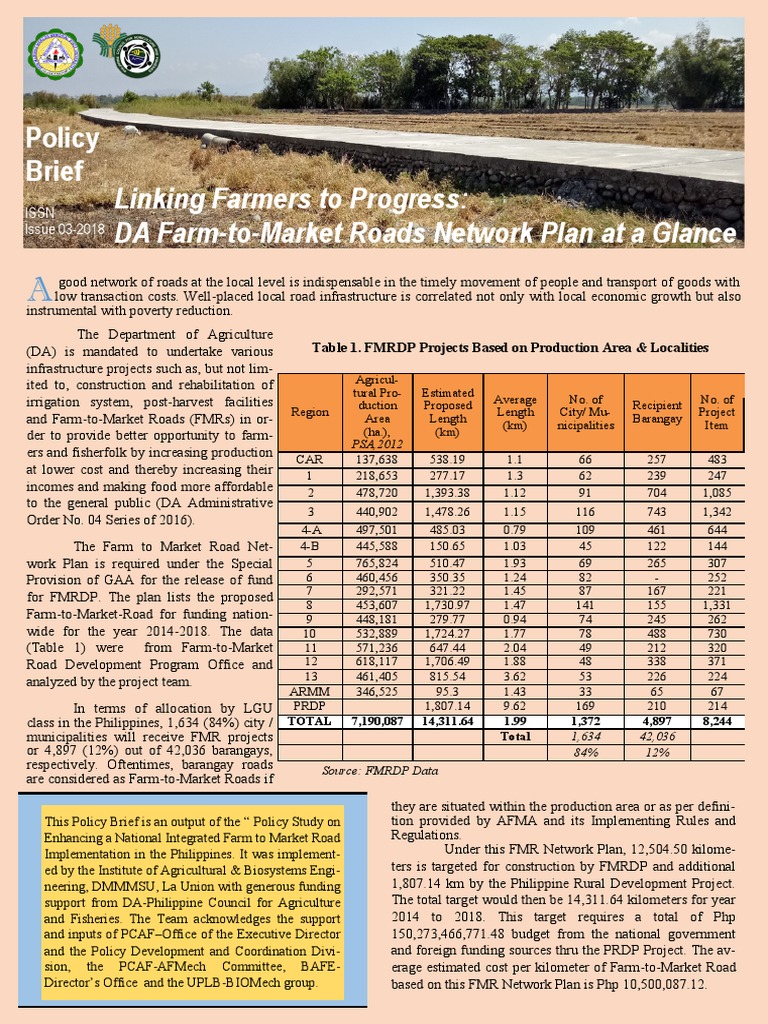 Policy Brief 3-FMR Network Plan | PDF | Road | Economies