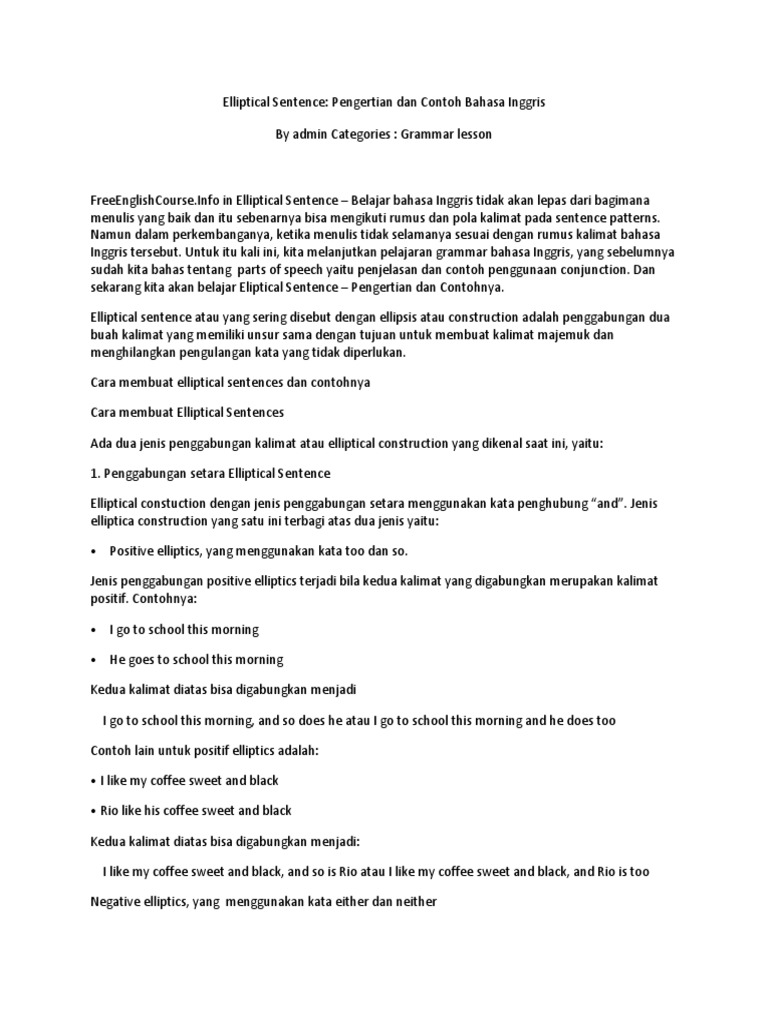 Elliptical Sentence | PDF
