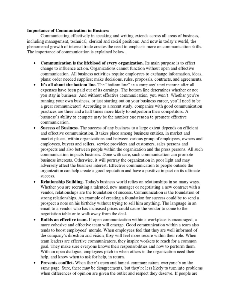Importance of Communication | PDF | Employment | Sales