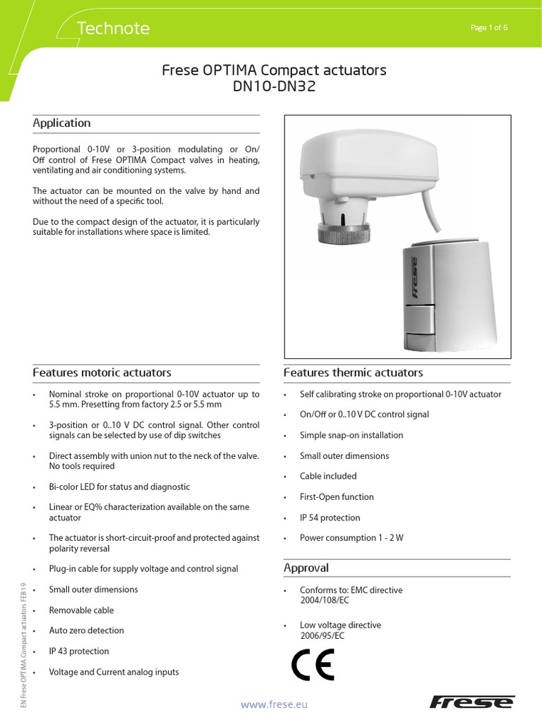 Frese OPTIMA Compact Actuators | PDF | Actuator | Alternating Current