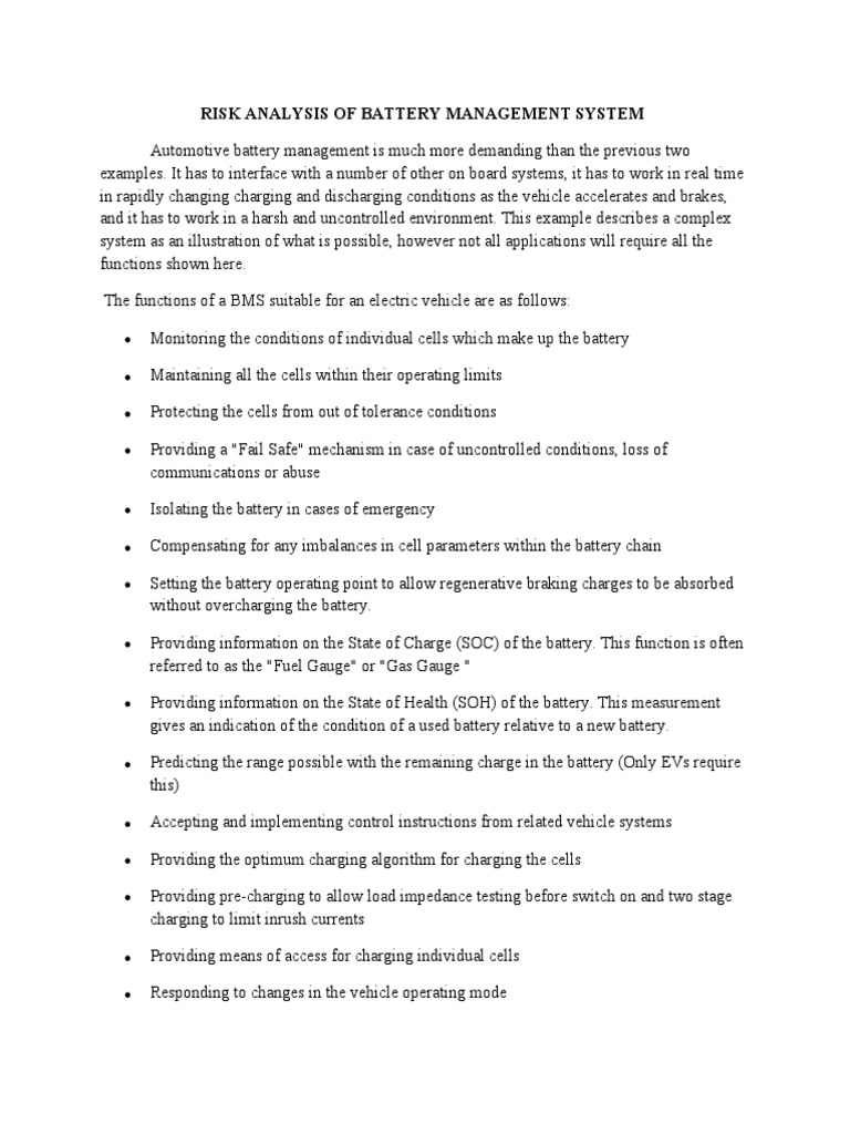 Risk Analysis of BMS | PDF | Electronic Circuits | Electric Vehicle
