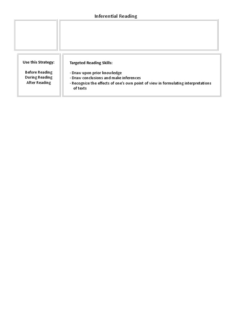 Inferential Reading: Use This Strategy: Targeted Reading Skills | PDF ...
