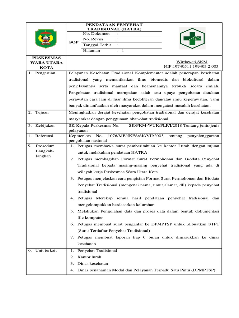 Sop Pendataan Hatra | PDF