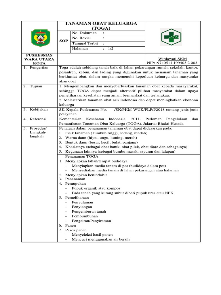 Sop PEMBUATAN JAMU KUNYIT ASAM | PDF