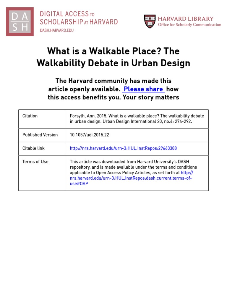 What Is A Walkable Place? The Walkability Debate in Urban Design | PDF ...