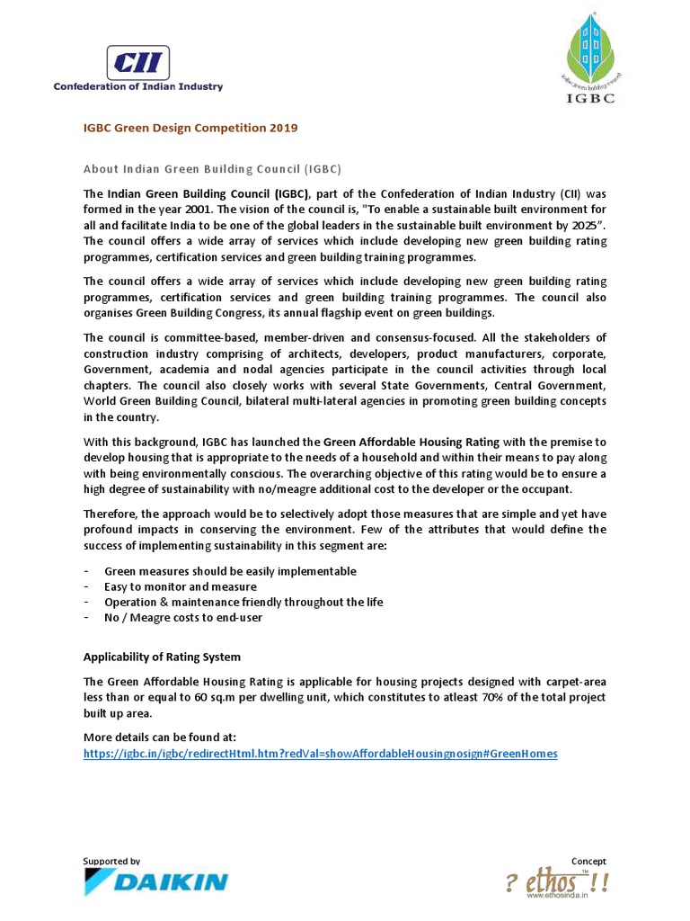 Igbc Green Design Competition 2019 Igbc2019 | PDF | Green Building ...