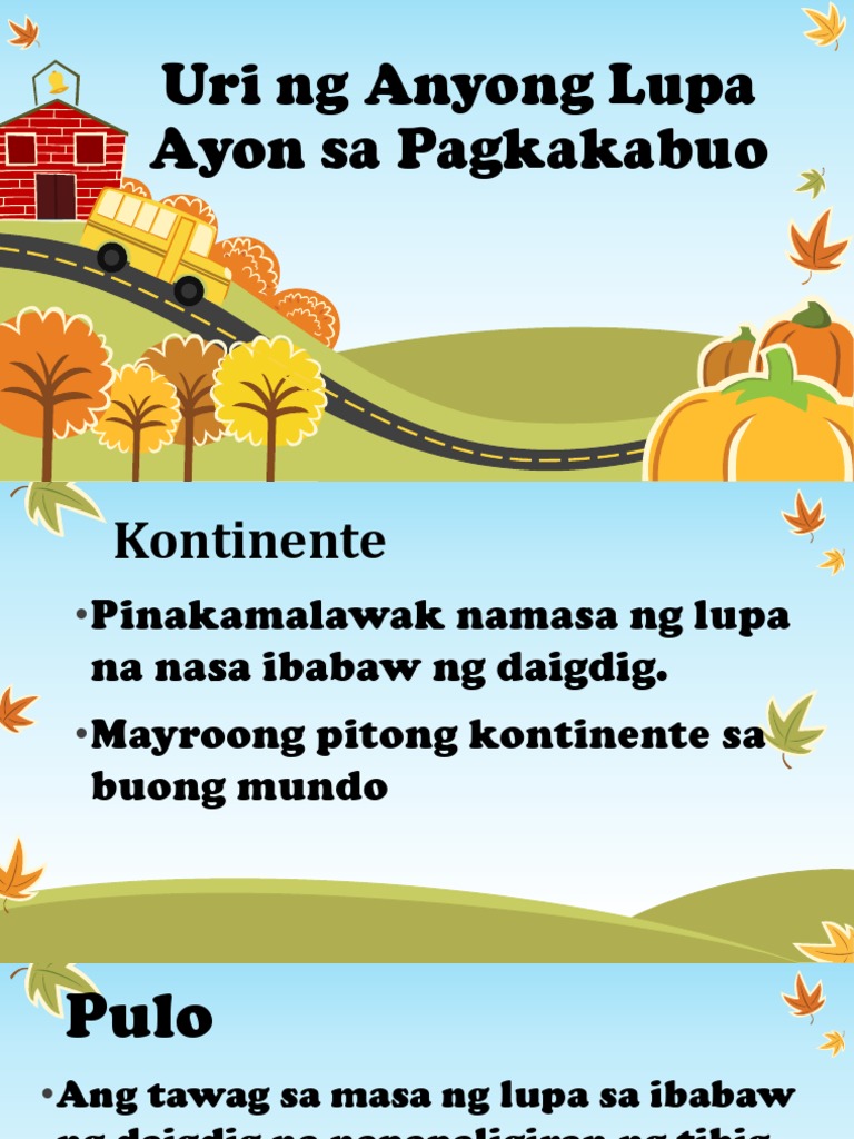 Uri NG Anyong Lupa Ayon Sa Pagkakabuo | PDF