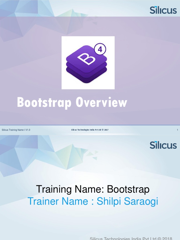 Bootstrap Overview: Silicus Training Name I V1.0 Silicus Technologies ...