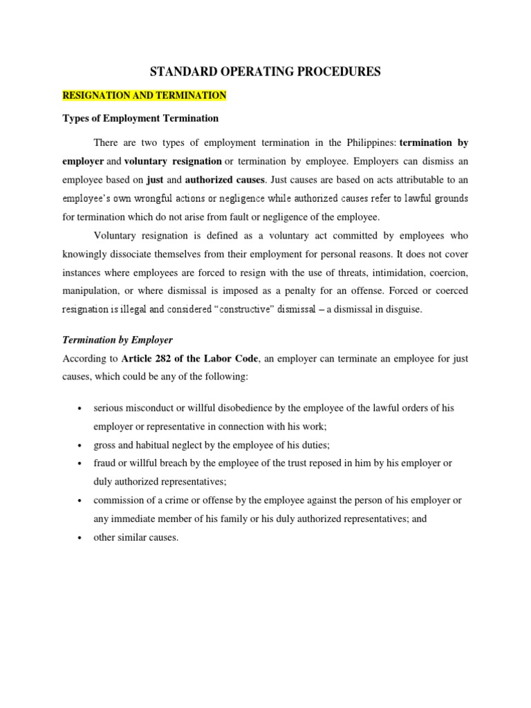 Resignation and Termination Guidelines | PDF | Employment | Strike Action
