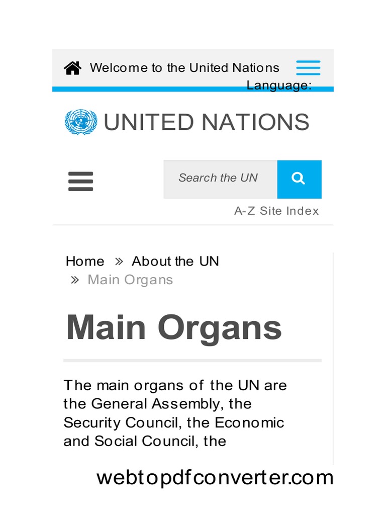 Main Organs: United Nations | PDF | United Nations General Assembly ...
