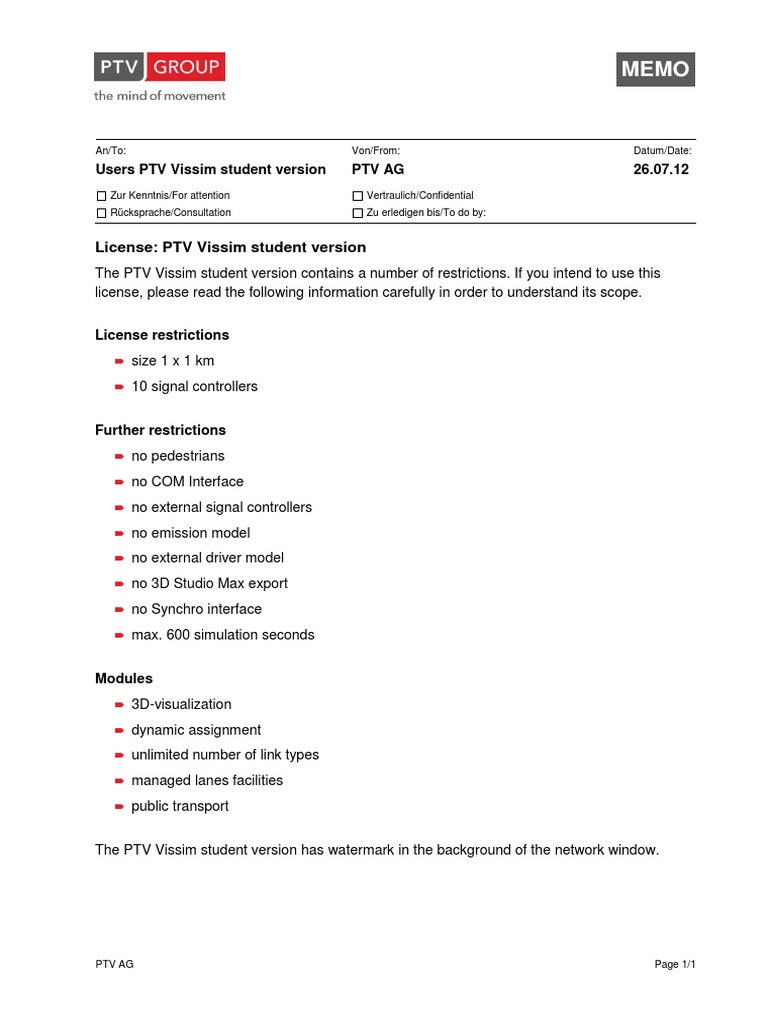 Ptv Vissim Student License Pdf