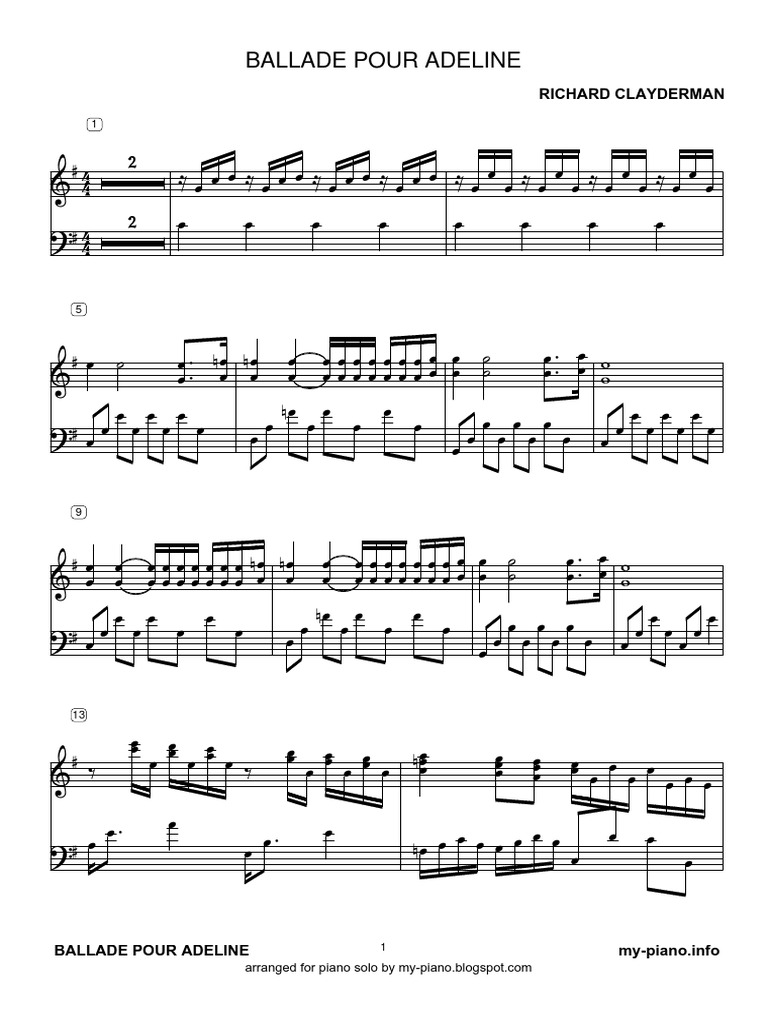 Ballade Pour Adeline PDF | PDF
