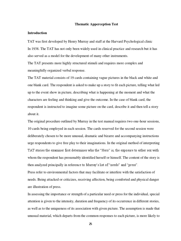 Thematic Apperception Test PDF | PDF | Nervous System | Applied Psychology