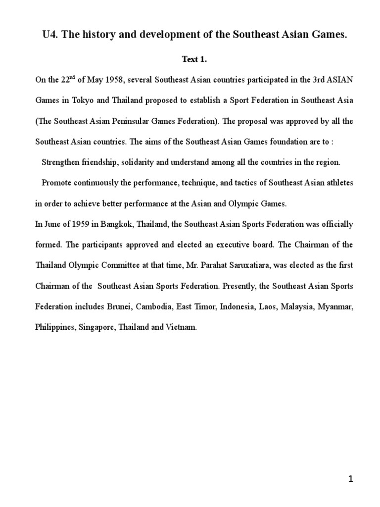 History of Southeast Asian Games | PDF | Politics | Sports & Recreation