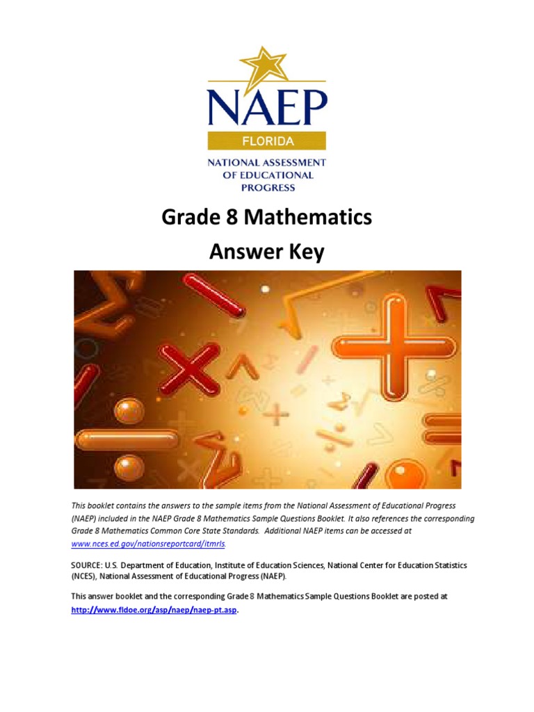 Grade 8 Mathematics Answer Key: WWW - Nces.ed - Gov/nationsreportcard ...