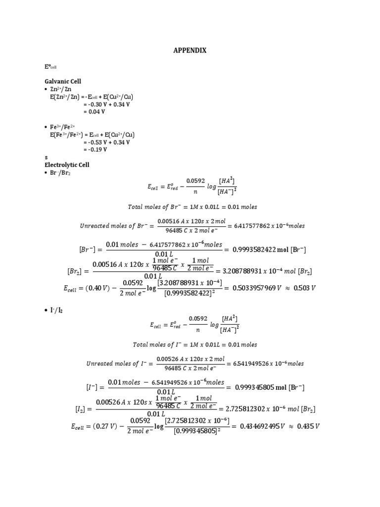 APPENDIX | PDF | Physical Chemistry | Metals