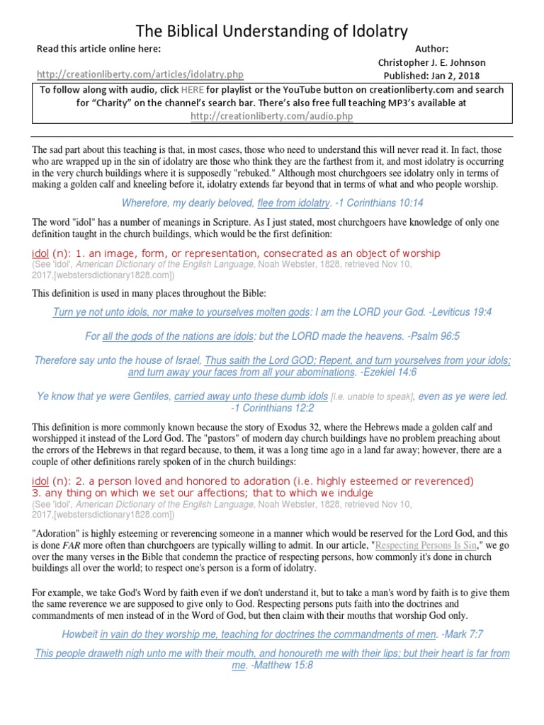 The Biblical Understanding of Idolatry | PDF | Idolatry | Ten Commandments