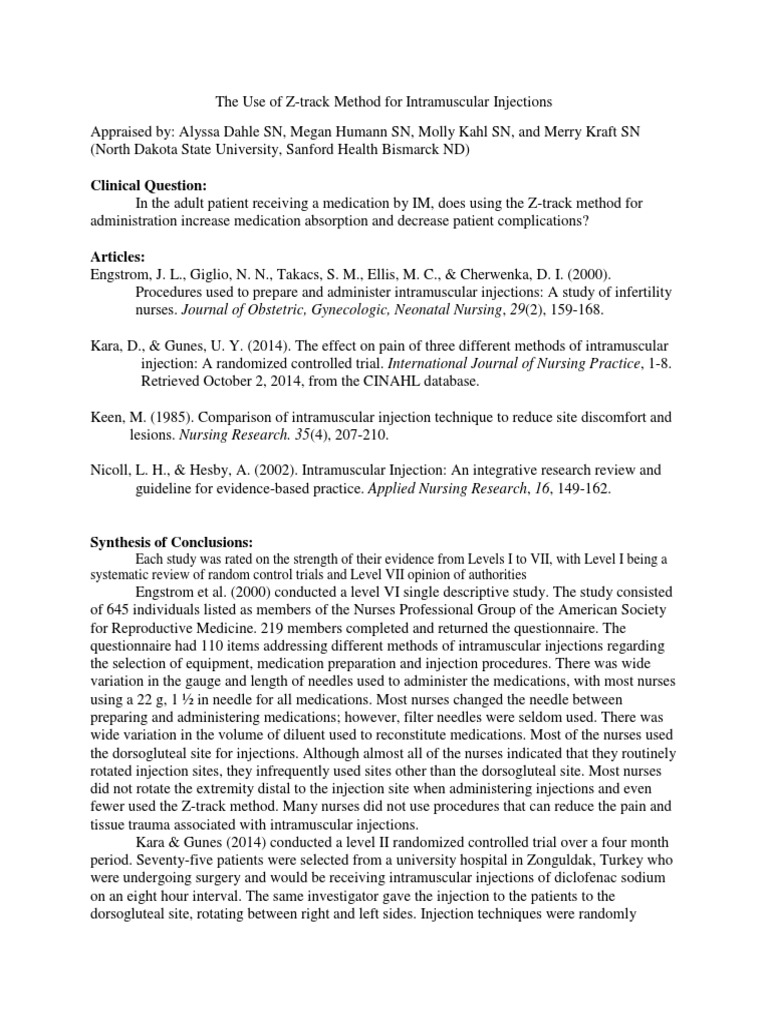 Ztrack | PDF | Injection (Medicine) | Evidence Based Medicine