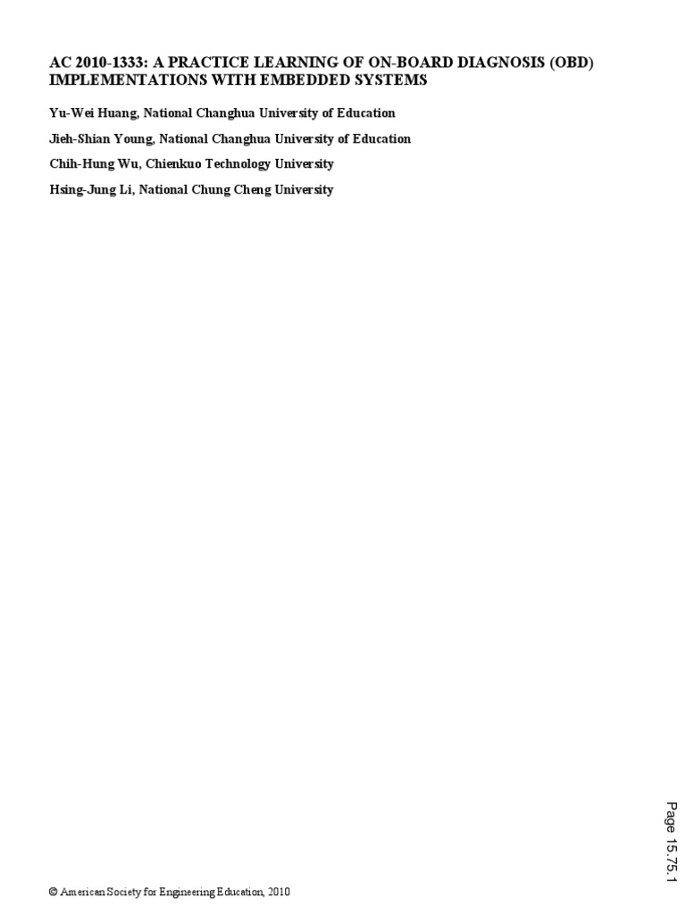 A Practice Learning of On Board Diagnosis Obd Implementations With Embedded Systems | PDF ...