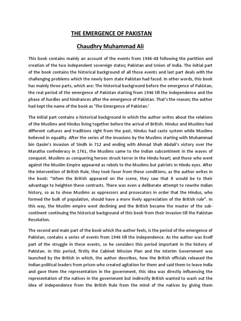 The Emergence of Pakistan: A Historical Account | PDF | Partition Of ...