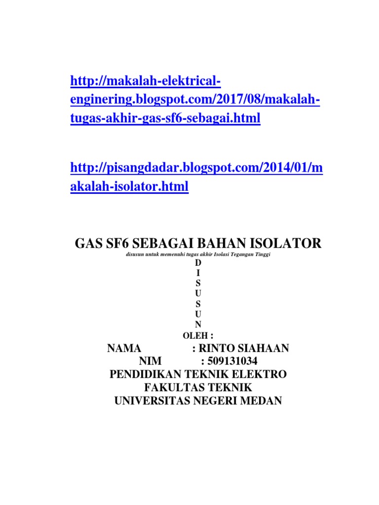 Karakteristik Gas SF6 sebagai Isolator | PDF